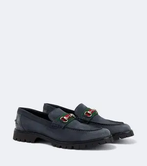 Gucci Horsebit Suede Loafers - Blue