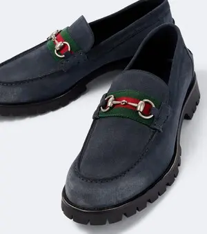 Gucci Horsebit Suede Loafers - Blue