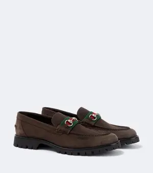 Gucci Horsebit Suede Loafers - Brown
