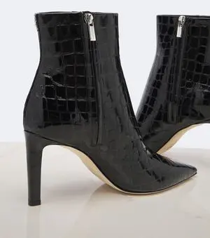 JIMMY CHOO Frankie Croc-effect Leather Ankle Boots