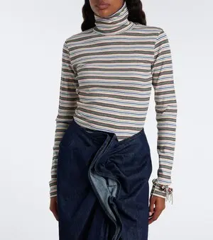 Dries Van Noten Striped Cotton-blend Turtleneck Sweater - Multicoloured