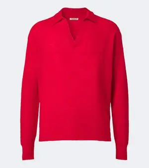 Auralee Alpaca-blend Polo Sweater - Red