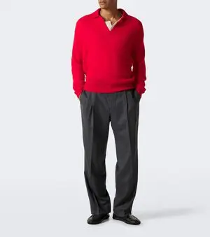 Auralee Alpaca-blend Polo Sweater