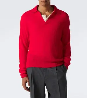 Auralee Alpaca-blend Polo Sweater