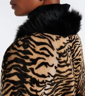 Nour Hammour Olympe Printed Shearling Poncho
