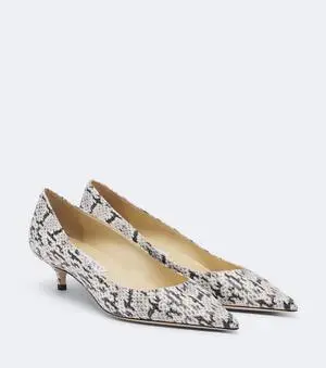 JIMMY CHOO Amelia Snake-effect Leather Pumps Grey