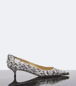 JIMMY CHOO Amelia Snake-effect Leather Pumps - Grey