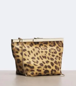 JIMMY CHOO Ganache Mini Leopard-print Calf Hair Clutch