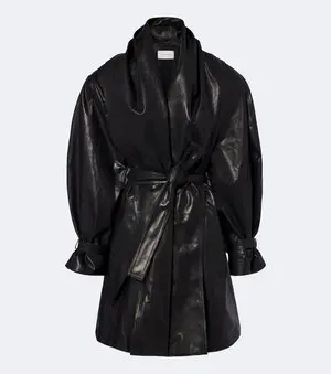 Magda Butrym Belted Draped Leather Jacket