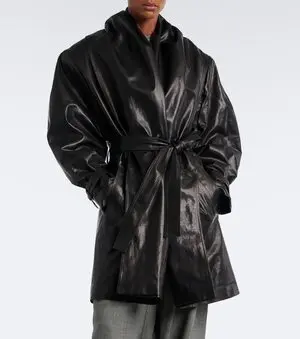 Magda Butrym Belted Draped Leather Jacket