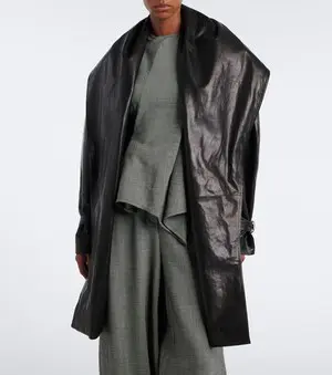 Magda Butrym Belted Draped Leather Jacket