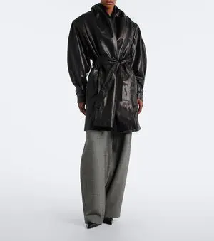 Magda Butrym Belted Draped Leather Jacket