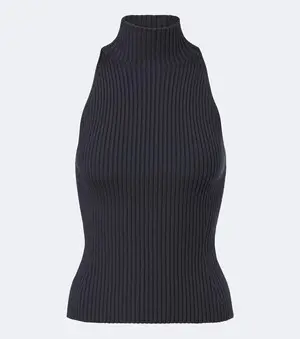 Alaïa Ribbed-knit Wool-blend Turtleneck Top - Grey