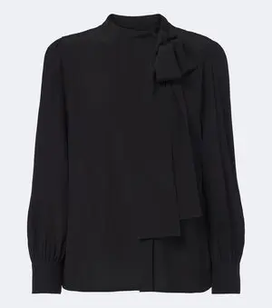 Gucci Tie-neck Silk Crêpe De Chine Blouse - Black