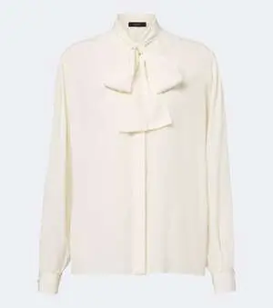 Gucci Tie-neck Silk Crêpe De Chine Blouse - White