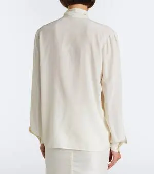 Gucci Tie-neck Silk Crêpe De Chine Blouse - White