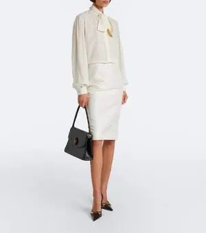 Gucci Tie-neck Silk Crêpe De Chine Blouse - White