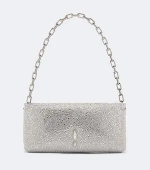 CHRISTIAN LOUBOUTIN Maykimay Small Embellished Satin Clutch Silver