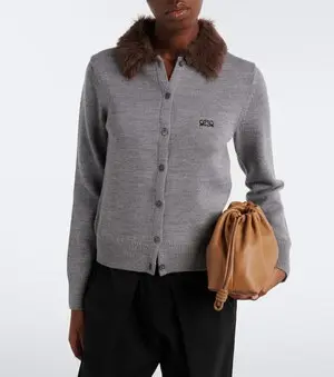 Loewe Double L Ribbed-knit Wool Cardigan
