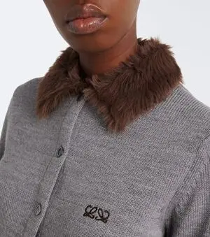 Loewe Double L Ribbed-knit Wool Cardigan
