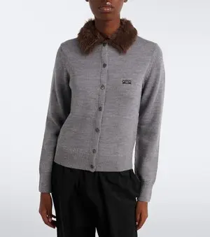 Loewe Double L Ribbed-knit Wool Cardigan