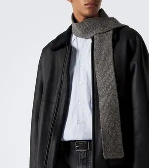 Auralee Ribbed-knit Cashmere Scarf - Grey