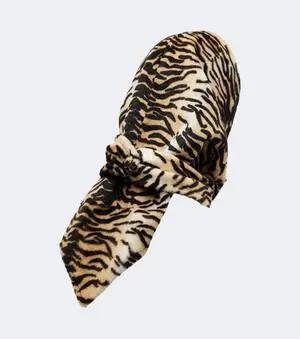 Nour Hammour Printed Leather And Shearling Hood