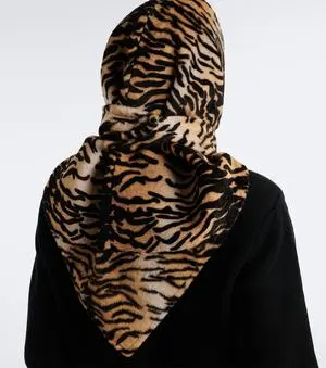 Nour Hammour Printed Leather And Shearling Hood