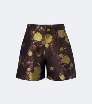 La DoubleJ Devon Floral Jacquard Shorts - Brown