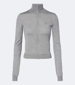 Gucci Wool And Silk Zip-up Sweater - Grey