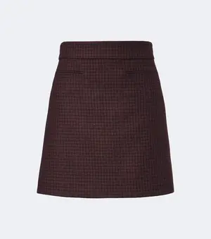 Gucci Checked Wool-blend Miniskirt - Brown