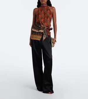 Dries Van Noten Satin Wide-leg Pants - Black