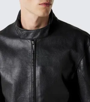 Gucci Web Stripe Leather Biker Jacket