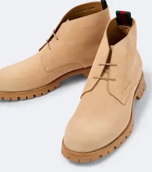 Gucci Web Stripe Suede Desert Boots