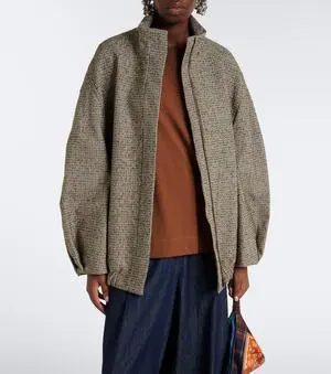 Dries Van Noten Checked Bomber Jacket - Beige