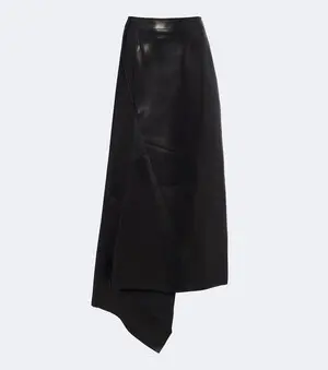 Givenchy Asymmetric Leather Maxi Skirt - Black