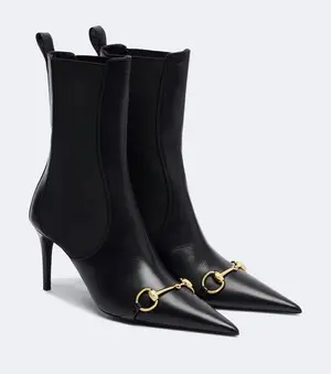 Gucci Donna Horsebit Leather Ankle Boots