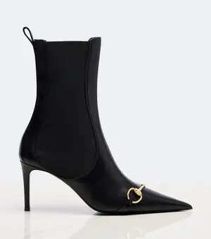 Gucci Donna Horsebit Leather Ankle Boots