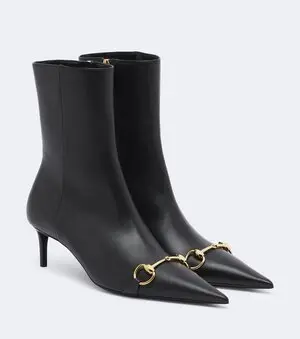 Gucci Donna Horsebit Leather Ankle Boots - Black