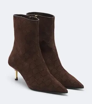 Gucci Bombshell Gg Laser-cut Suede Ankle Boots
