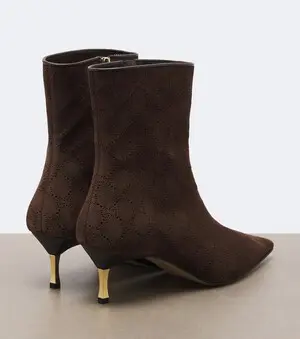 Gucci Bombshell Gg Laser-cut Suede Ankle Boots
