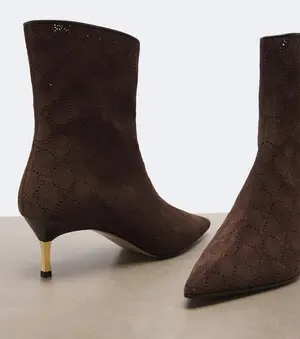 Gucci Bombshell Gg Laser-cut Suede Ankle Boots