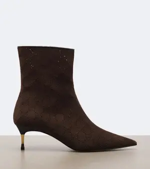 Gucci Bombshell Gg Laser-cut Suede Ankle Boots