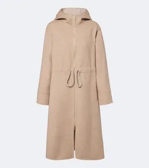 Eleventy Hooded Wool And Cashmere Coat - Beige