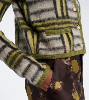 La DoubleJ Kells Check Wool And Mohair-blend Cardigan
