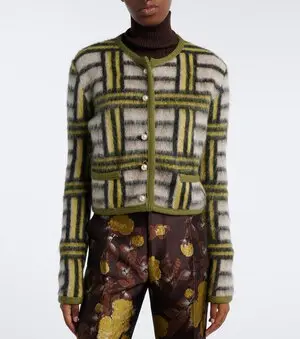 La DoubleJ Kells Check Wool And Mohair-blend Cardigan