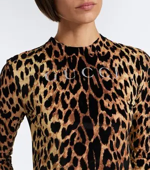 Gucci Logo Leopard-print Cotton Jersey T-shirt