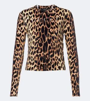Gucci Logo Leopard-print Cotton Jersey T-shirt - Brown