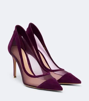 GIANVITO ROSSI Suede-trimmed Mesh Pumps - Purple