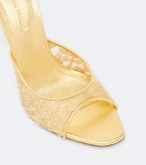 Amina Muaddi Alexa Lamé Lace Mules